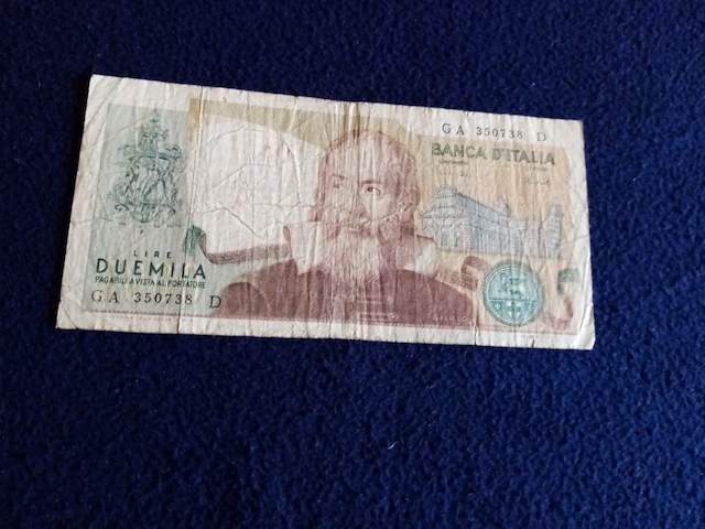 2000 lira,Italija,1973,fine.