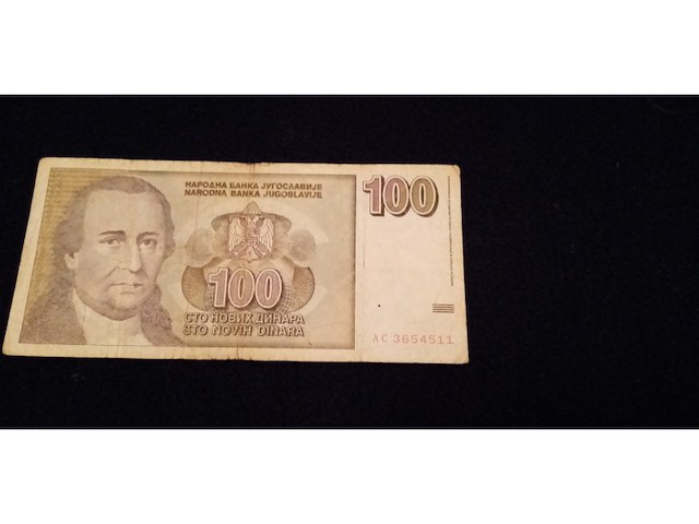 100 dinara,SRJ,1994,fine.