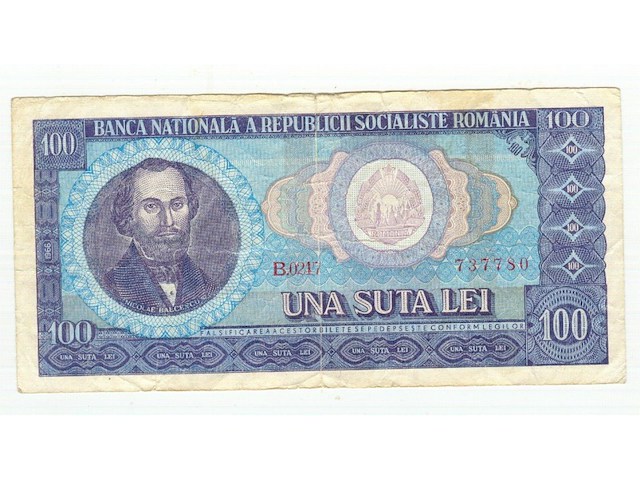 100 lei,Rumunija,1966,fine.