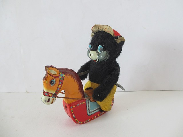 Retro limena igračka HOBBY HORSE w/ BEAR made in Japan