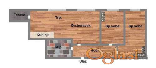 trosoban stan 52m2 Telep izgradnja