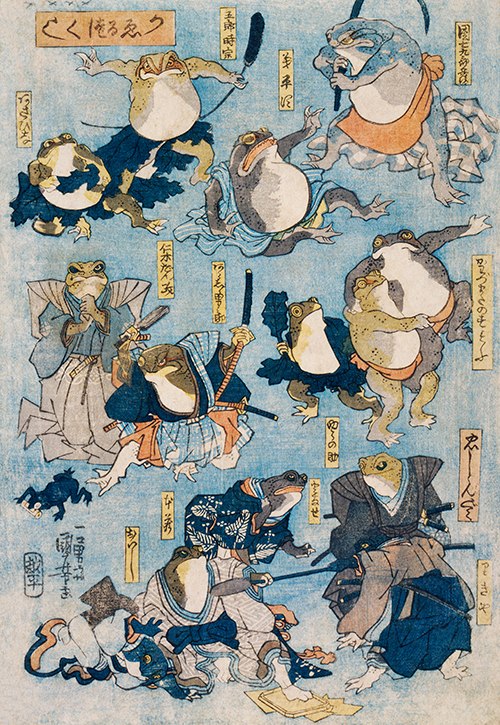 Čuveni heroji Kabuki pozornice koje igraju žabe (1798–1861)