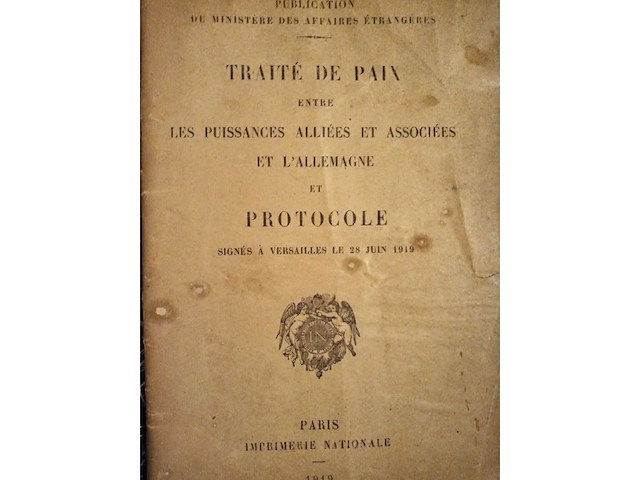 Traite de paix , mirovni sporazum, 1919