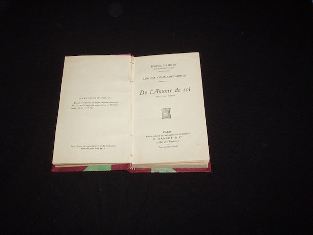 De L Amour de soi,Emile Faguet,1909