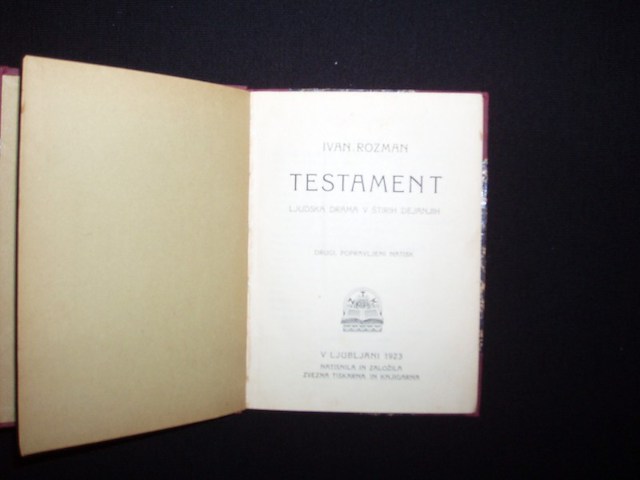 Testament,Ivan Rozman,Ljubljana 1923