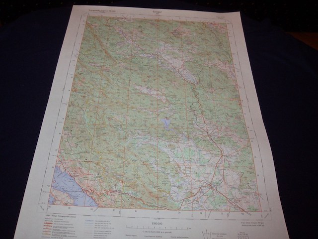Gospić,Lika,topografska karta,1:100.000,VGI.1983.