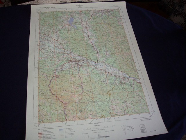Kraljevo,topografska karta,1:100.000,VGI,1985