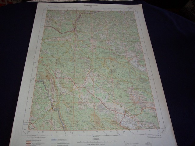 Bosanska Krupa,BiH,topografska karta,1:100.000,VGI,1985