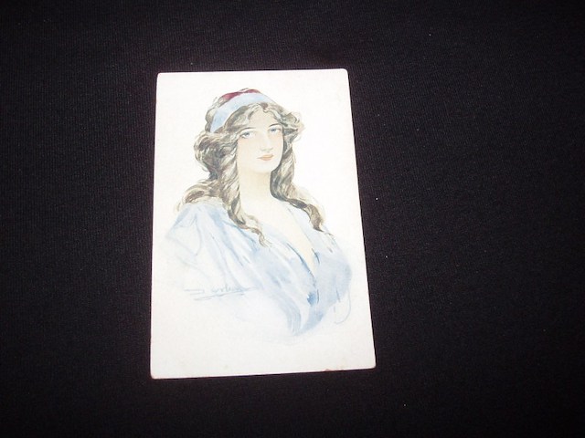 Portret devojke,color motivska razglednica,oko 1920.