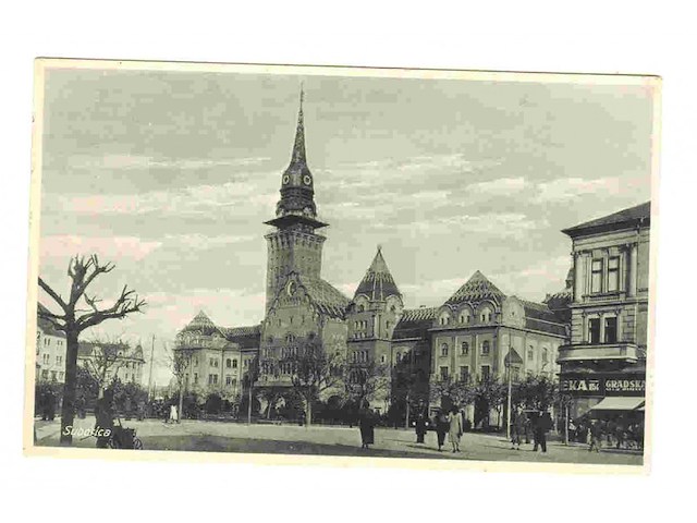 Subotica,Trg,cb razglednica,1937,putovala.