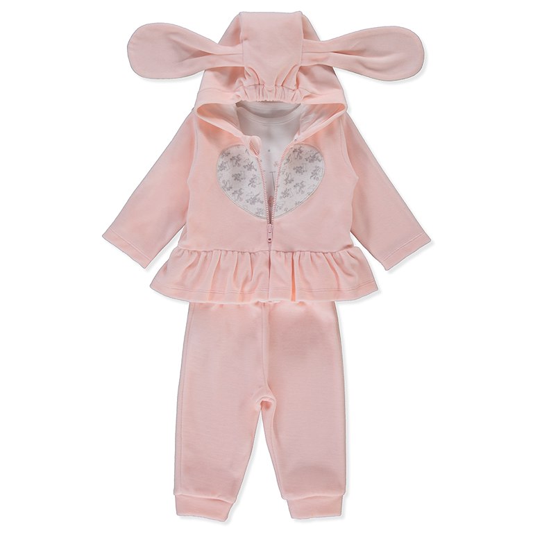 Bebetto trodelni komplet za bebe devojčice pink Z24K4494