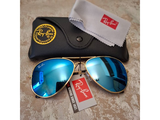 Ray Ban Aviator, Ogledal-Plave zlatni ram Unisex Nove