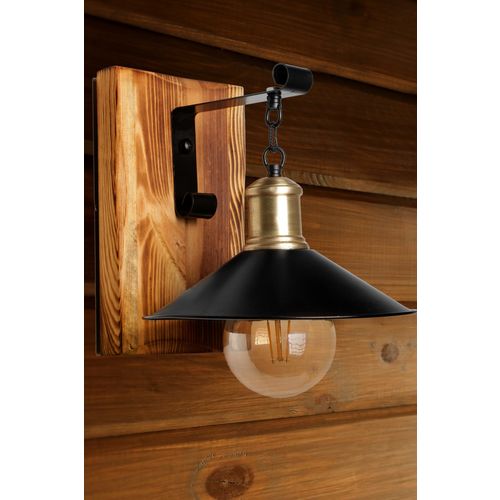 Alkım - 8458-1P Wooden Black Wall Lamp