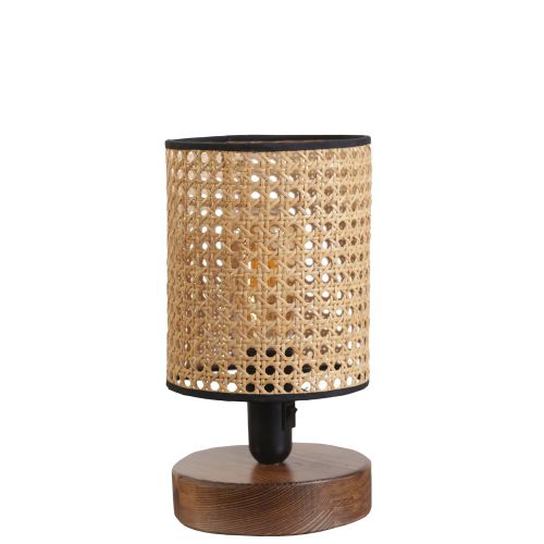 Ayça Ceviz Rattan Abajurlu Masa Lambası Walnut Wicker Table Lamp