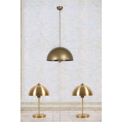 Büyük Retro Eskitme Avize Abajur 3 Lü Set Gold Chandelier & Table Lamp Set