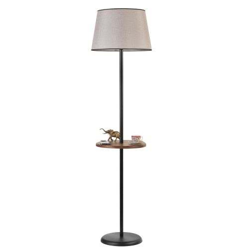 Mercan Siyah Sehpalı Pramit Hasır Gri Lambader Black Grey Floor Lamp