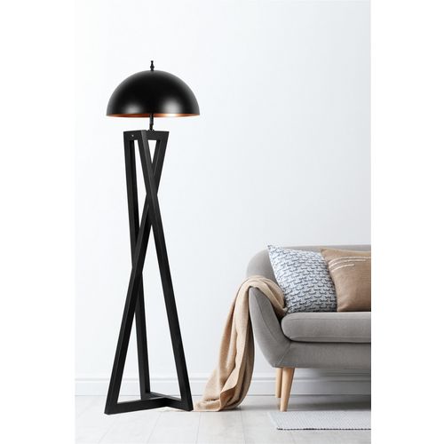 Maçka Siyah Büyük Retro Başlıklı Lambader Black Floor Lamp