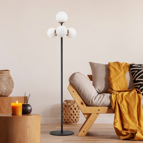 Akkas - 10045 Black Antique White Floor Lamp