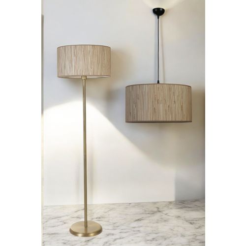 Bambu 09 Avize Lambader 2 Li Set Mink Gold Chandelier & Floor Lamp Set