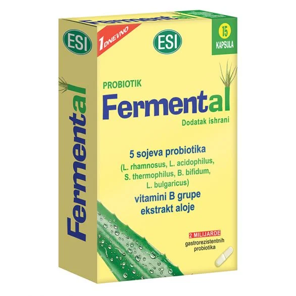 ESI FERMENTAL PROBIOTIK SA ALOJOM I VITAMINIMA B GRUPE 15 KAPSULA