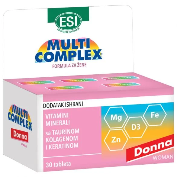 ESI MULTICOMPLEX DONNA VITAMINI + MINERALI + TAURIN + KOLAGEN + KERATIN 30 TABLETA