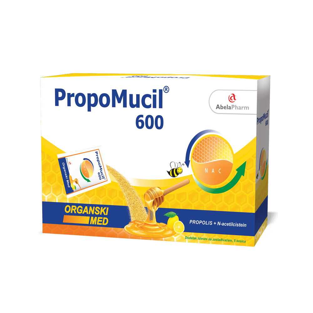 PROPOMUCIL® 600, ORGANSKI MED, LIMUN, PRAŠAK ZA PRIPREMU NAPITKA, 5 KESICA