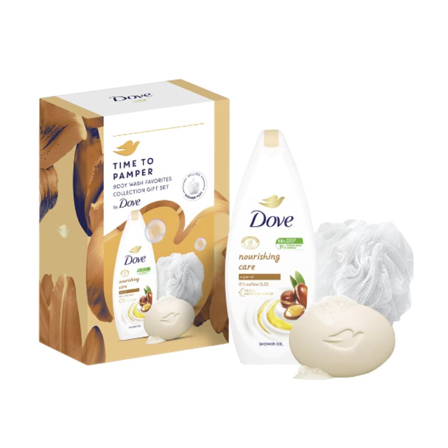 DOVE TIME TO PAMPER SET (SHOWER GEL+DEO+PUFNA