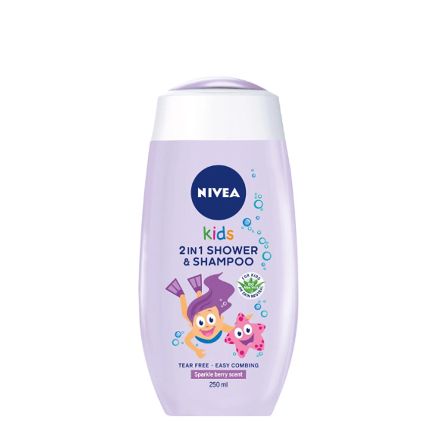 NIVEA KIDS 2IN1 SPARKLE BERRY ŠAMPON/KUPKA 250ML