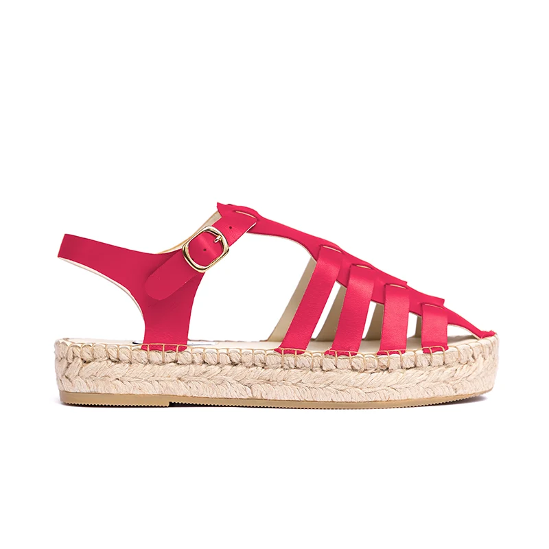 Espadrille leather sandals – Passion pink Nappa leather