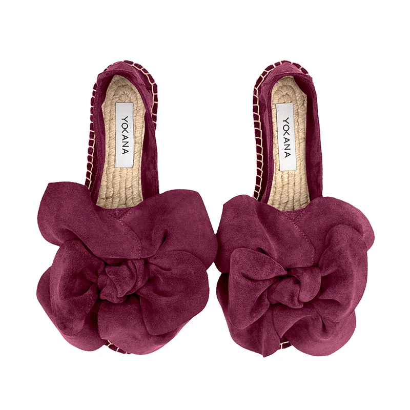 Yokana’s Flower espadrilles – Cardinal suede leather