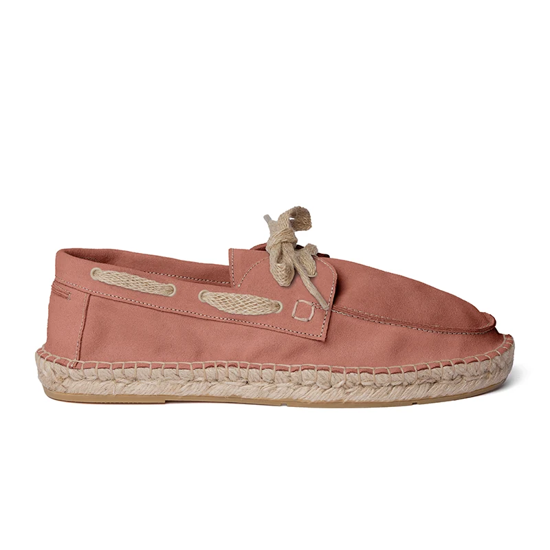 Men’s boat shoe espadrilles – Brownrose suede leather