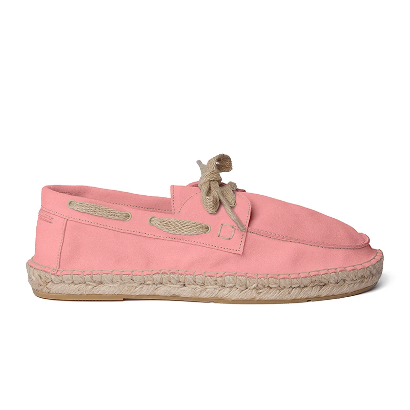 Men’s boat shoe espadrilles – Bubble gum suede leather