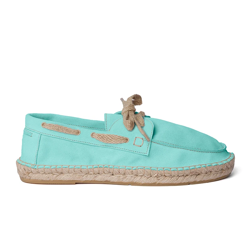 Men’s boat shoe espadrilles – Mint suede leather