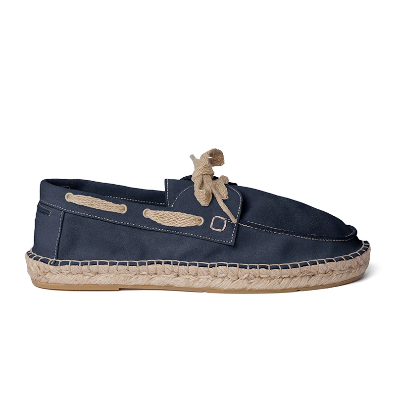 Men’s boat shoe espadrilles – Navy blue suede leather