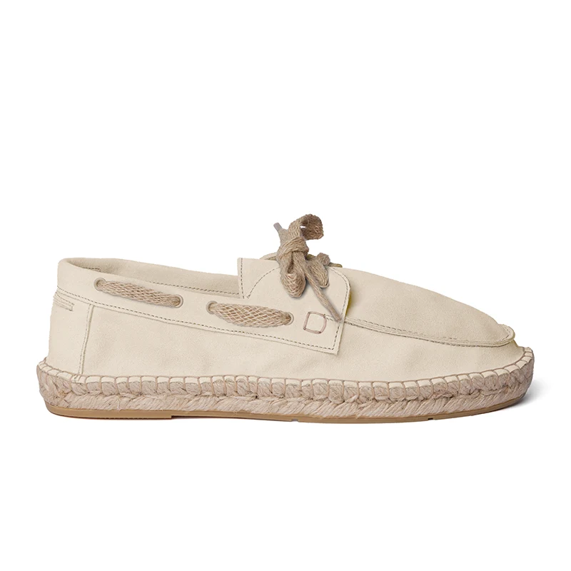 Men’s boat shoe espadrilles – Papyrus suede leather