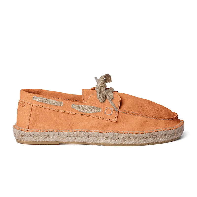 Men’s boat shoe espadrilles – Peach suede leather