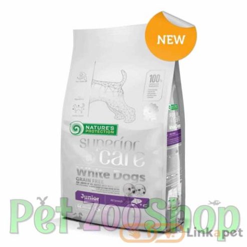 Nature`s Protection Superior Care Hrana za mlade pse sa belom dlakom All Breed Junior Grain Free, Losos i Račići