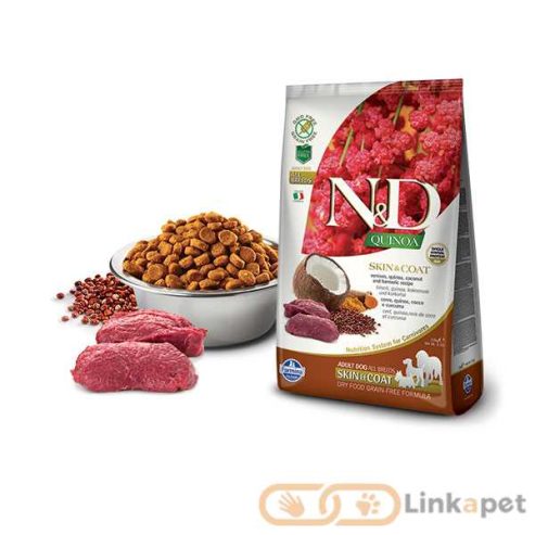 Farmina N&D Grain Free Quinoa Skin&Coat Venison, Cocunut & Curcuma hrana za pse, srnetina, kokos, kurkuma – 800gr