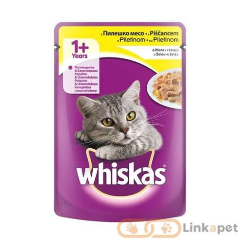 Whiskas: Kesica za mačke s piletinom u želeu Adult, 100g