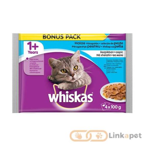 Whiskas: Multipack za mačke Adult Riba u želeu, 1+ godina, 4x100g