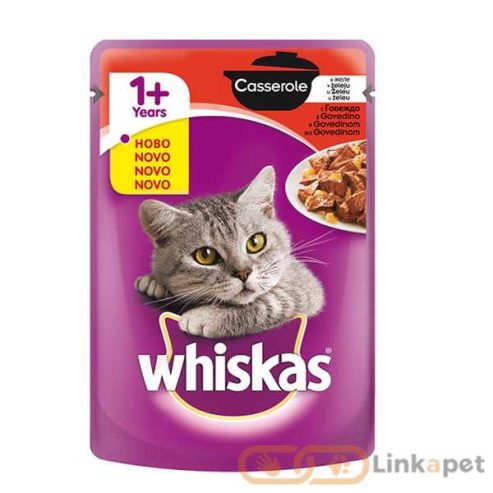 Whiskas: Kesica za mačke Casserole s govedinom u želeu, 85g