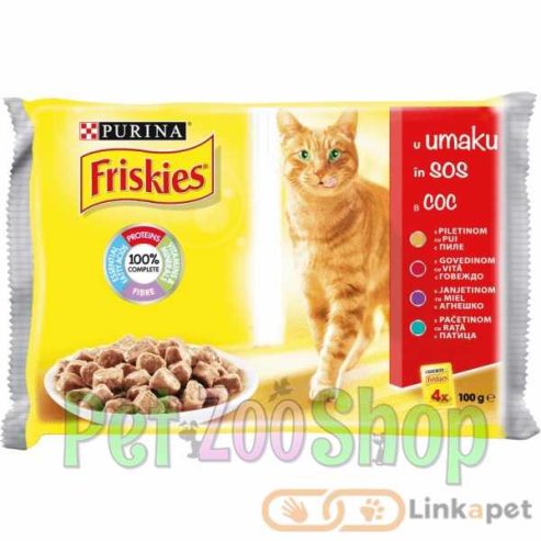 Hrana za mačke Piletina/Govedina/Jagnjetina/Pačetina u sosu FRISKIES Multipack 4x85g