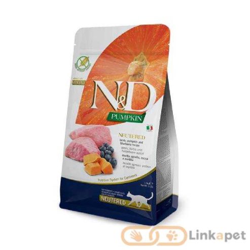 Farmina N&D Pumpkin Cat Lamb&Blueberry Neutered Adult – 300g