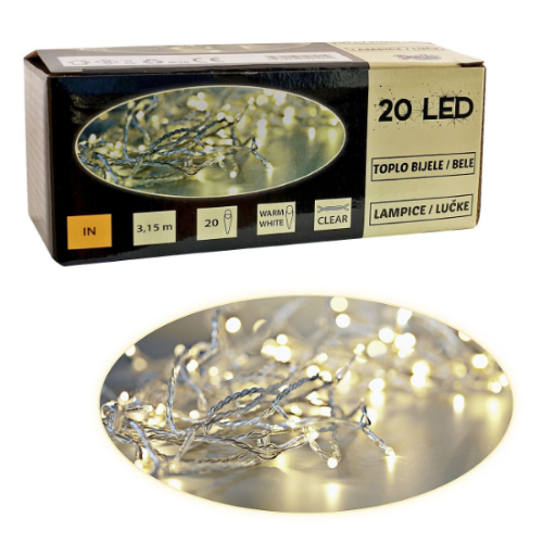 LED lampice bele, 20 lampica, 315cm