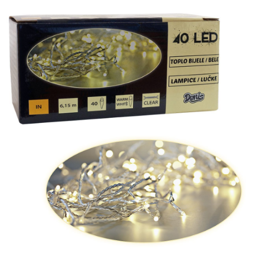 LED lampice bele, 40 lampica, 615cm