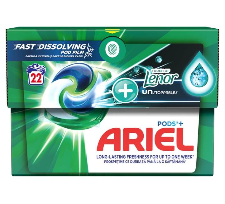 Ariel pods + Touch of Lenor Unstoppables kapsule22 CTS