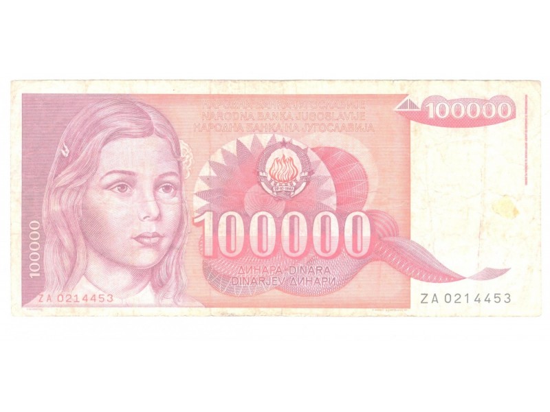 100.000 dinara 1989 za zamenska