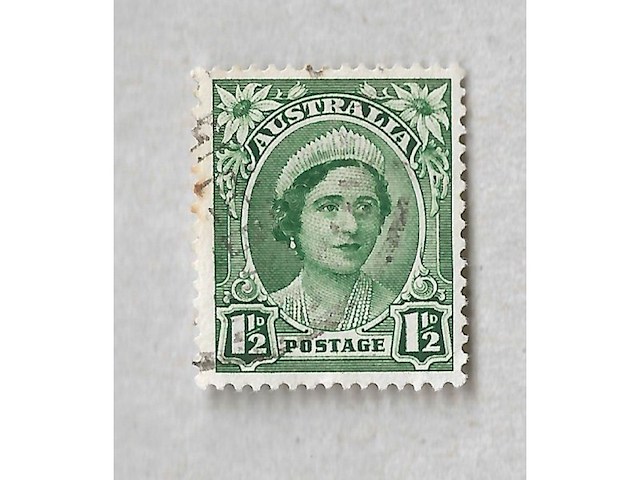 (M) markica 1949  Aust. 1½d Green Queen Elizabeth