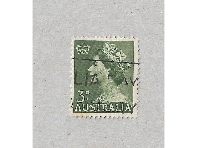 (M) markica 1953 Aust.  3d Green Queen Elizabeth