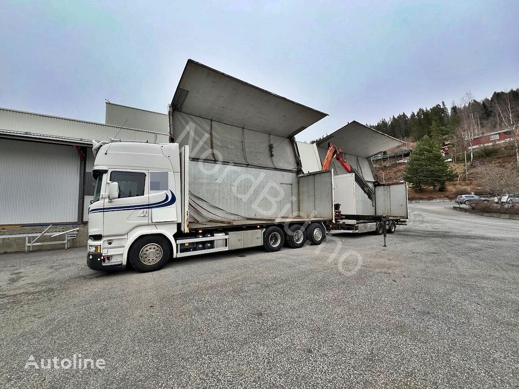 Scania R580 *8x4 *PALFINGER 16502 *TRAILER kamion s ravnom platformom